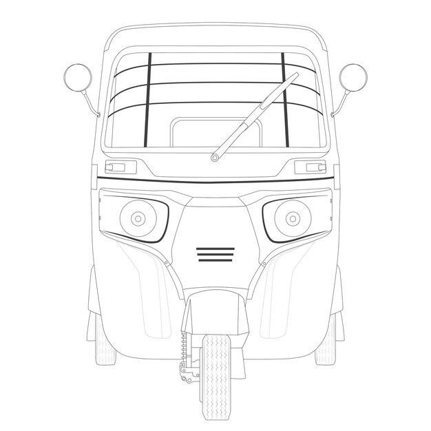 Vintage Auto Rickshaw Sketch with Distinctive Design Elements | Jiffy ...