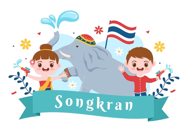 Vibrant Songkran Celebration with Children and Elephant | Jiffy Designs