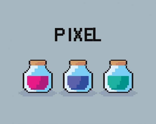 Vibrant Pixel Potion Bottles Showcase Captivating Colors | Jiffy Designs