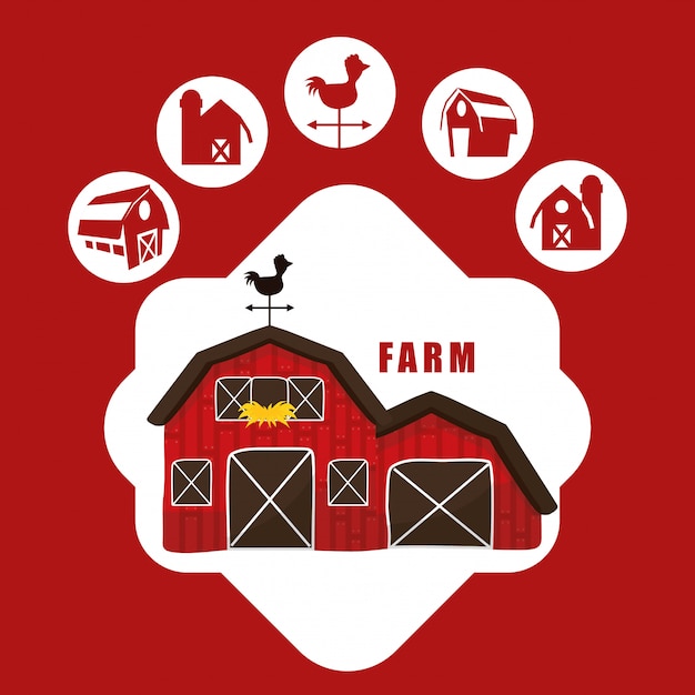 Iconic Red Barn and Farm Symbols in Vibrant Design | Jiffy Designs