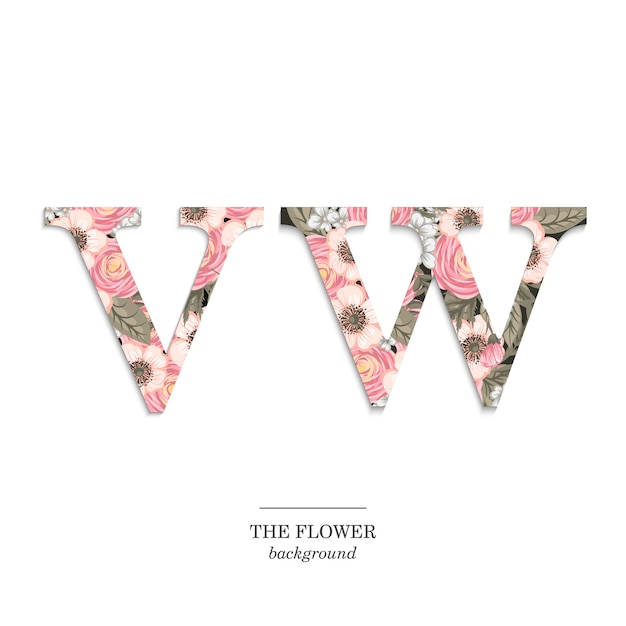 Floral Alphabet Letters VVV with Vintage Rose Patterns | Jiffy Designs