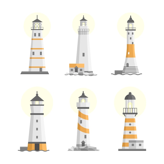 Vibrant Collection of Iconic Lighthouse Illustrations | Jiffy Designs