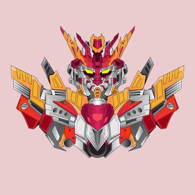 Vibrant Mecha Warrior Emblem in Striking Colors | Jiffy Designs