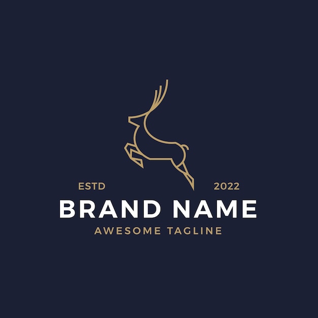 Elegant Golden Leaping Stag Silhouette on Midnight Blue | Jiffy Designs