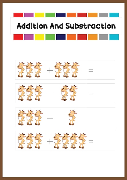 Vibrant Collection of Addition and Subtraction Giraffe Illustrations ...