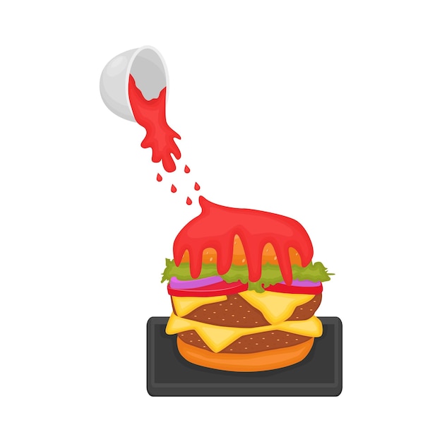 Vibrant Dripping Burger with Fiery Sauce Splash | Jiffy Designs