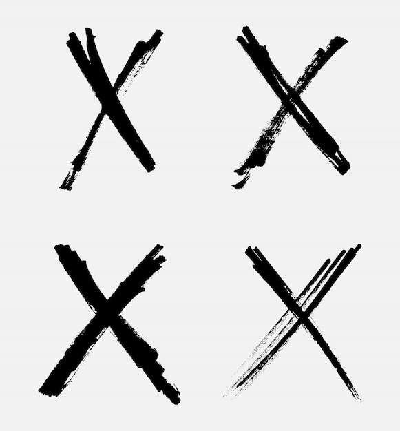 Expressive Brush Stroke X Symbols in Monochrome Minimalist Style ...