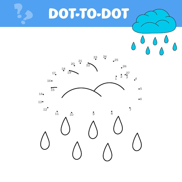 Dot-to-Dot Rain Cloud Illustration with Raindrops | Jiffy Designs