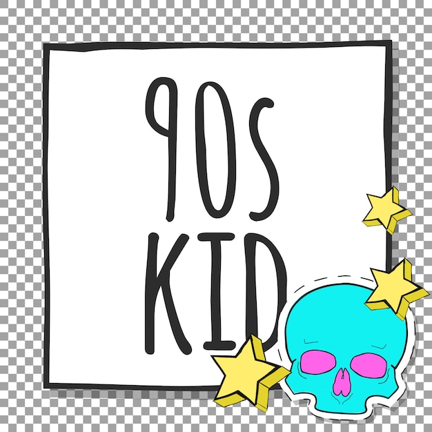 Retro 90s Kid Skull and Stars Graphic Design | Jiffy Designs