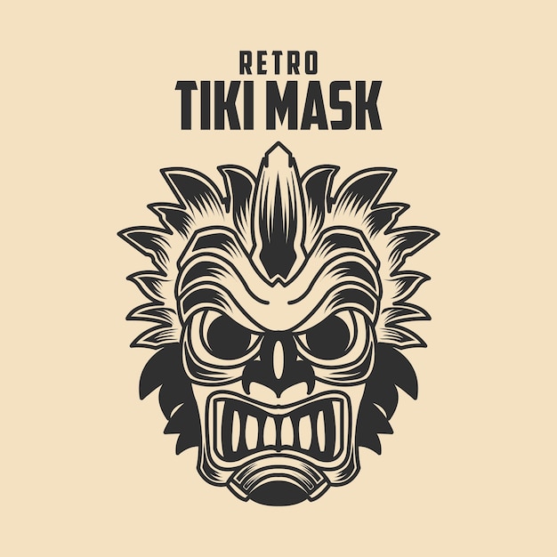 Striking Retro Tiki Mask with Fierce Expression | Jiffy Designs