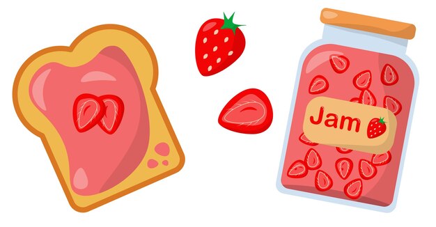 Delightful Strawberry Toast and Jam Jar Illustration | Jiffy Designs