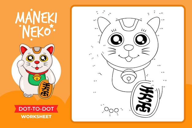 Adorable Maneki-Neko Cat: A Dot-to-Dot Illustration | Jiffy Designs