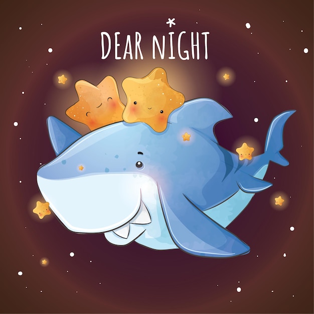 Charming Shark Greets the Starry Night Sky | Jiffy Designs