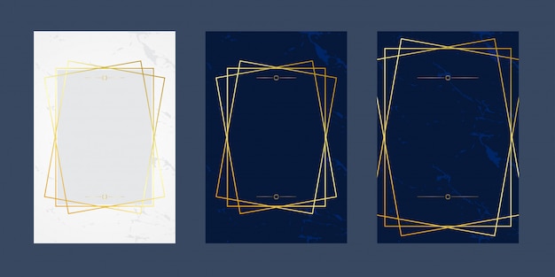 Elegant Golden Geometric Frames on Navy and White Backgrounds | Jiffy ...
