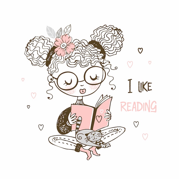 Whimsical Girl Reading a Book with Floral Headpiece | Jiffy Designs