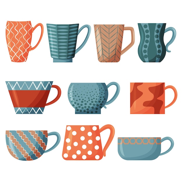 Vibrant Ceramic Mugs with Diverse Patterns and Textures | Jiffy Designs