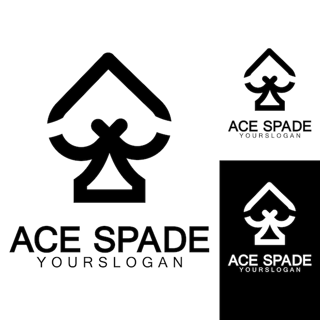 Iconic Ace Spade Logo in Striking Black and White | Jiffy Designs