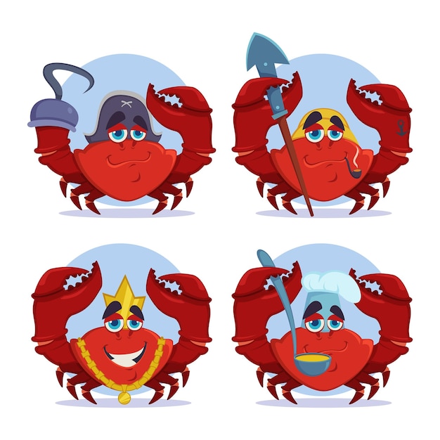 Delightful Collection of Whimsical Crab Characters | Jiffy Designs