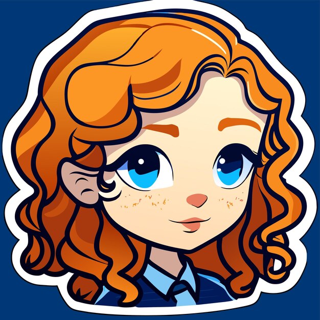 Charming Cartoon Girl with Curly Red Hair | Jiffy Designs