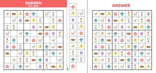 Vibrant Easter Sudoku Puzzle with Egg and Spring Symbols | Jiffy Designs