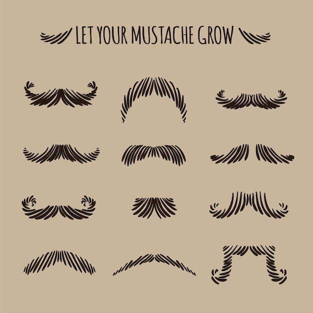 Stylized Mustache Illustrations with Motivational Typography | Jiffy ...
