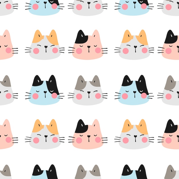 Whimsical Collection of Colorful Cat Face Patterns | Jiffy Designs