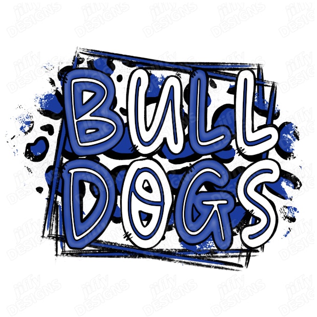 'Bull Dogs' Graffiti-Style Text with Energetic Blue Splatter Effect ...