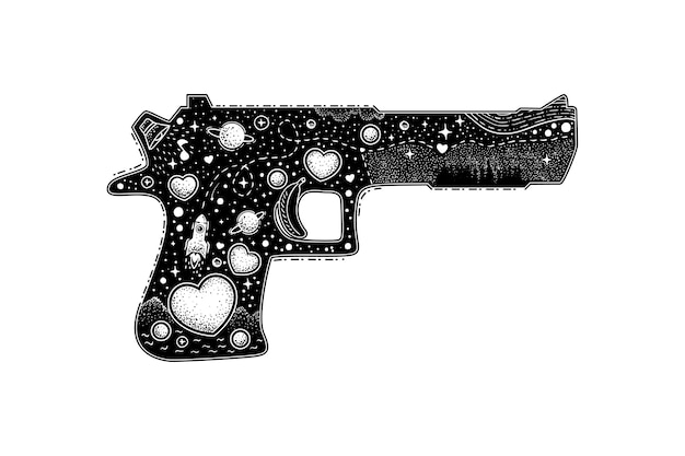 Cosmic Revolver: Celestial Patterns Adorn Futuristic Handgun | Jiffy ...