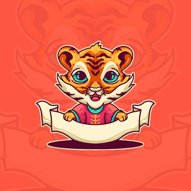 Vibrant Tiger Mascot with Ribbon Banner | Jiffy Designs