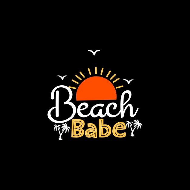 Vibrant Beach Babe Logo with Sunset and Palm Trees | Jiffy Designs