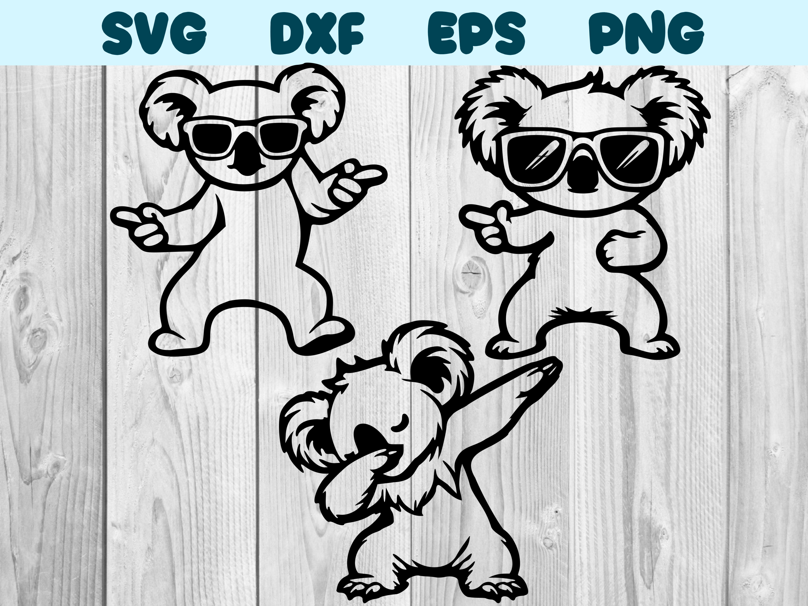 Cool Koala Dancing Wearing Sunglasses in Bold Monochrome Black ...
