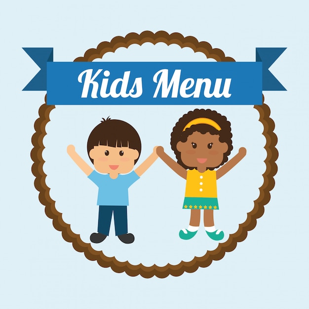 Vibrant Kids Menu Banner with Cartoon Children Illustration | Jiffy Designs