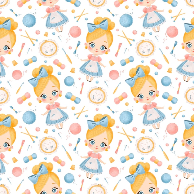 Whimsical Alice in Wonderland-Inspired Pattern with Cute Characters ...