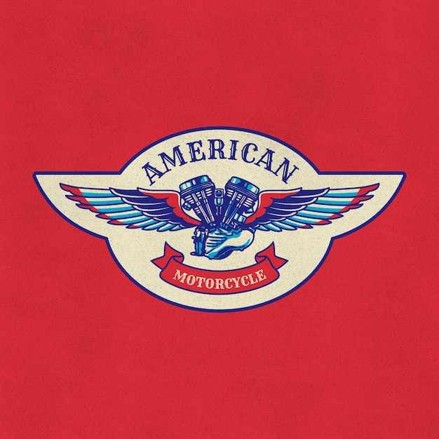 Vibrant American Motorcycle Club Emblem with Winged Insignia | Jiffy ...