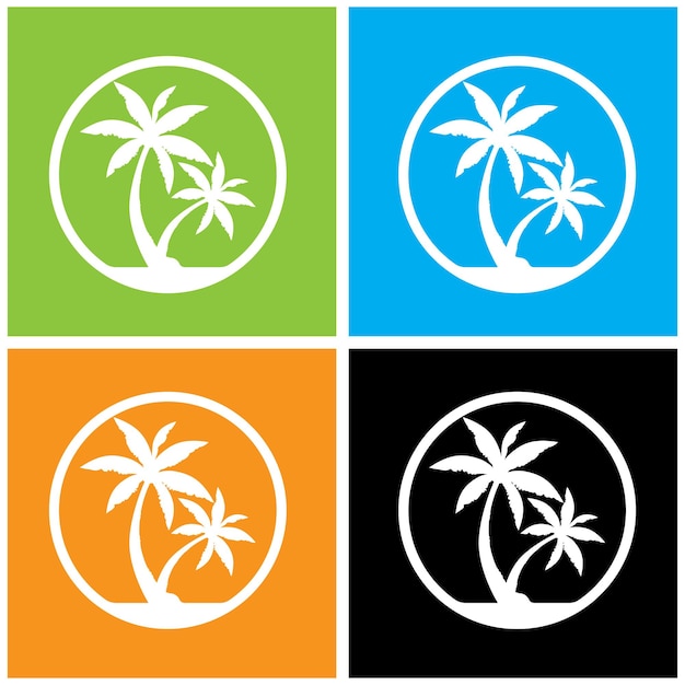 Vibrant Palm Tree Icon Collection in Diverse Color Schemes | Jiffy Designs