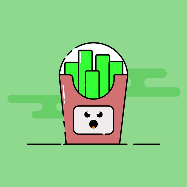 Adorable Cartoon French Fry Mascot on Green Background | Jiffy Designs