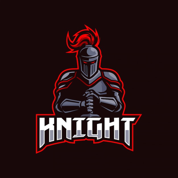 Powerful Knight Emblem in Striking Red and Gray | Jiffy Designs