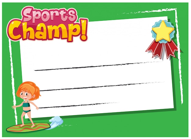 Vibrant Sports Champ Award Frame with Cartoon Character | Jiffy Designs