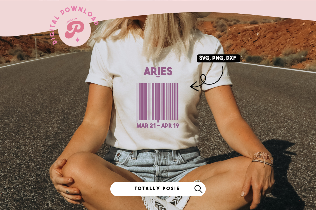 'Aries' Zodiac Symbol with Barcode-Inspired Graphic in Purple Hues ...