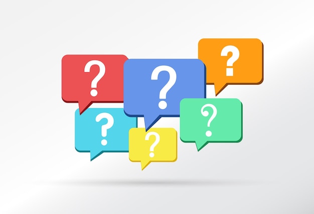 Colorful Question Mark Speech Bubbles Floating in the Air | Jiffy Designs