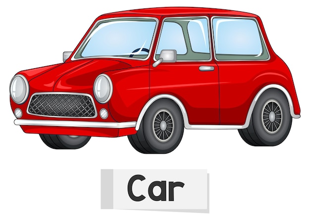 Vibrant Red Retro Compact Car in Detailed Illustration | Jiffy Designs