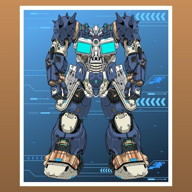 Powerful Mech Warrior Robot in Striking Blue and Black Design | Jiffy ...