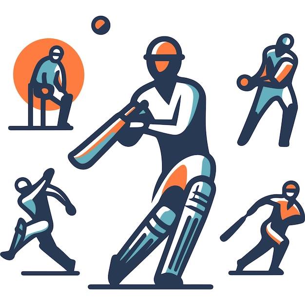 Dynamic Cricket Silhouettes Showcase Energetic Sport | Jiffy Designs