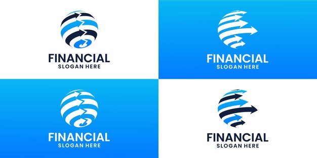 Sleek and Dynamic Financial Globe Logos with Vibrant Blue Accents ...