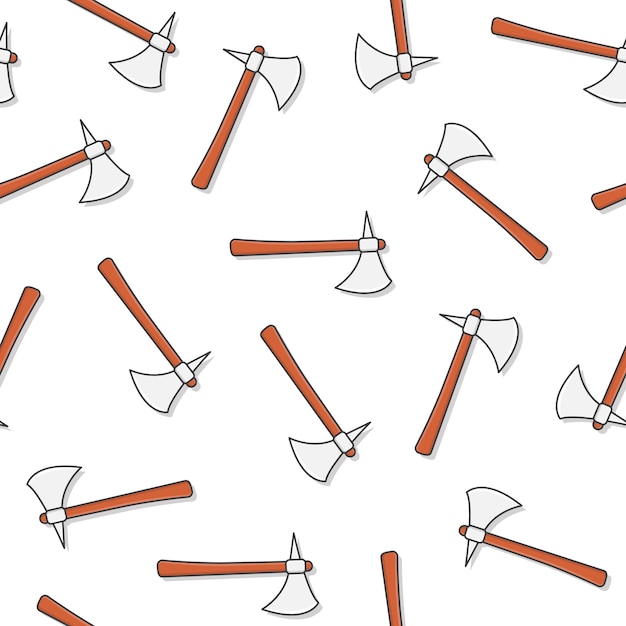 Seamless Pattern of Illustrated Camping Axes and Hatchets | Jiffy Designs