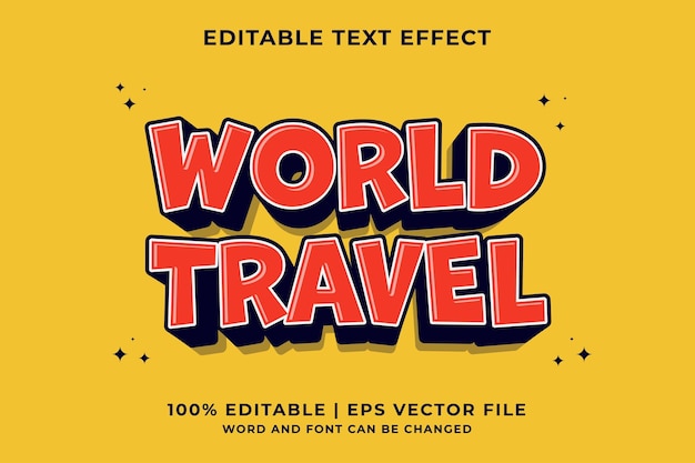 Vibrant 'World Travel' Text with Editable Effect | Jiffy Designs