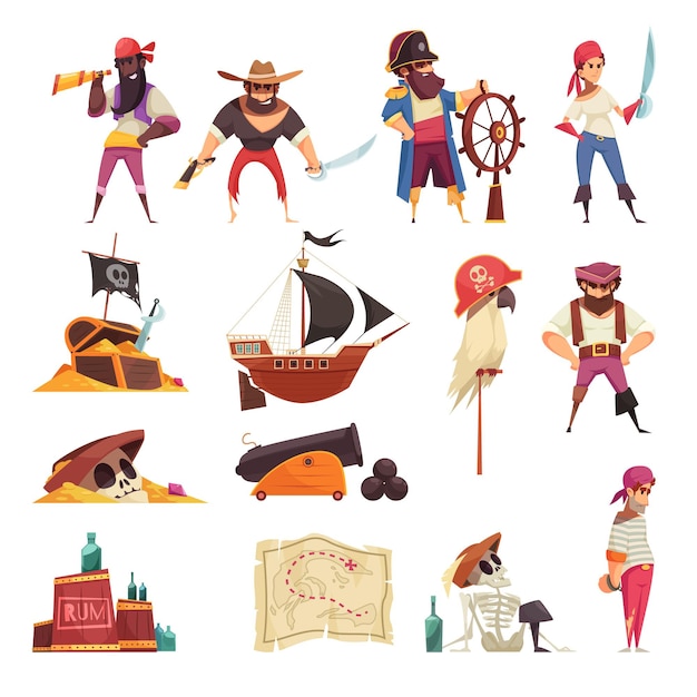Vibrant Collection of Playful Pirate-Themed Illustrations | Jiffy Designs