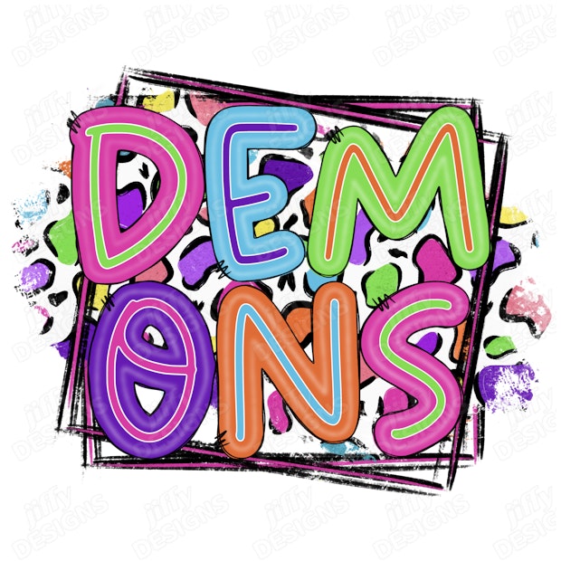 'Demons' Vibrant Graffiti-Style Letters with Splattered Paint Effect ...