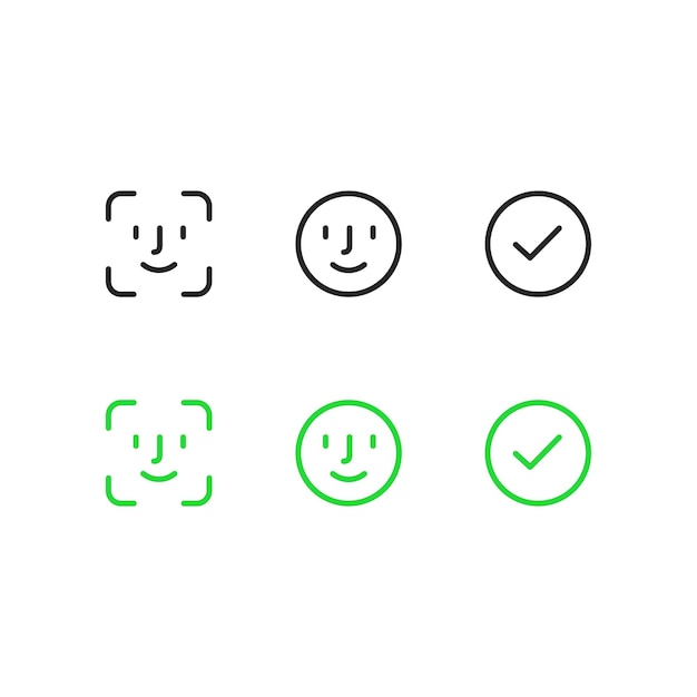 Vibrant Facial Expression Icons with Checkmark Symbols | Jiffy Designs