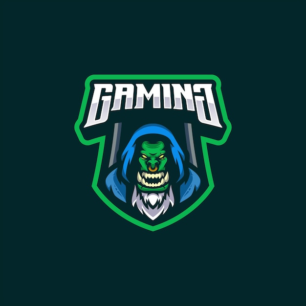 Captivating Gamer's Emblem: Fierce Green Warrior Emblem | Jiffy Designs